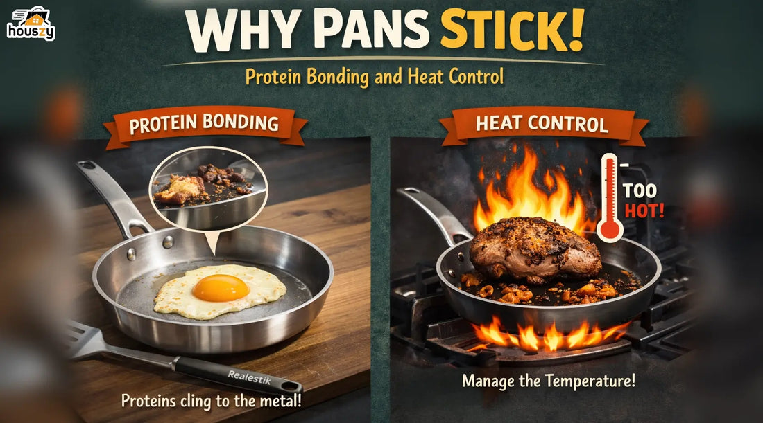 Why PanWhy Pans Stick: Protein Bonding, Heat Control & Deglazing – Houszy