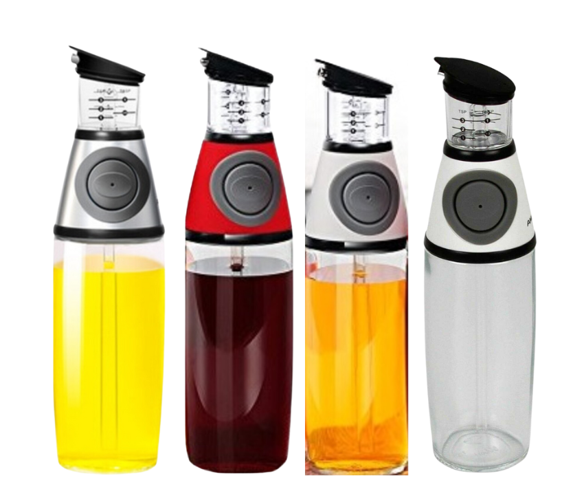 Glass Oil Dispenser Bottles with Dip-Free Spouts & Easy-Press Measurin ...