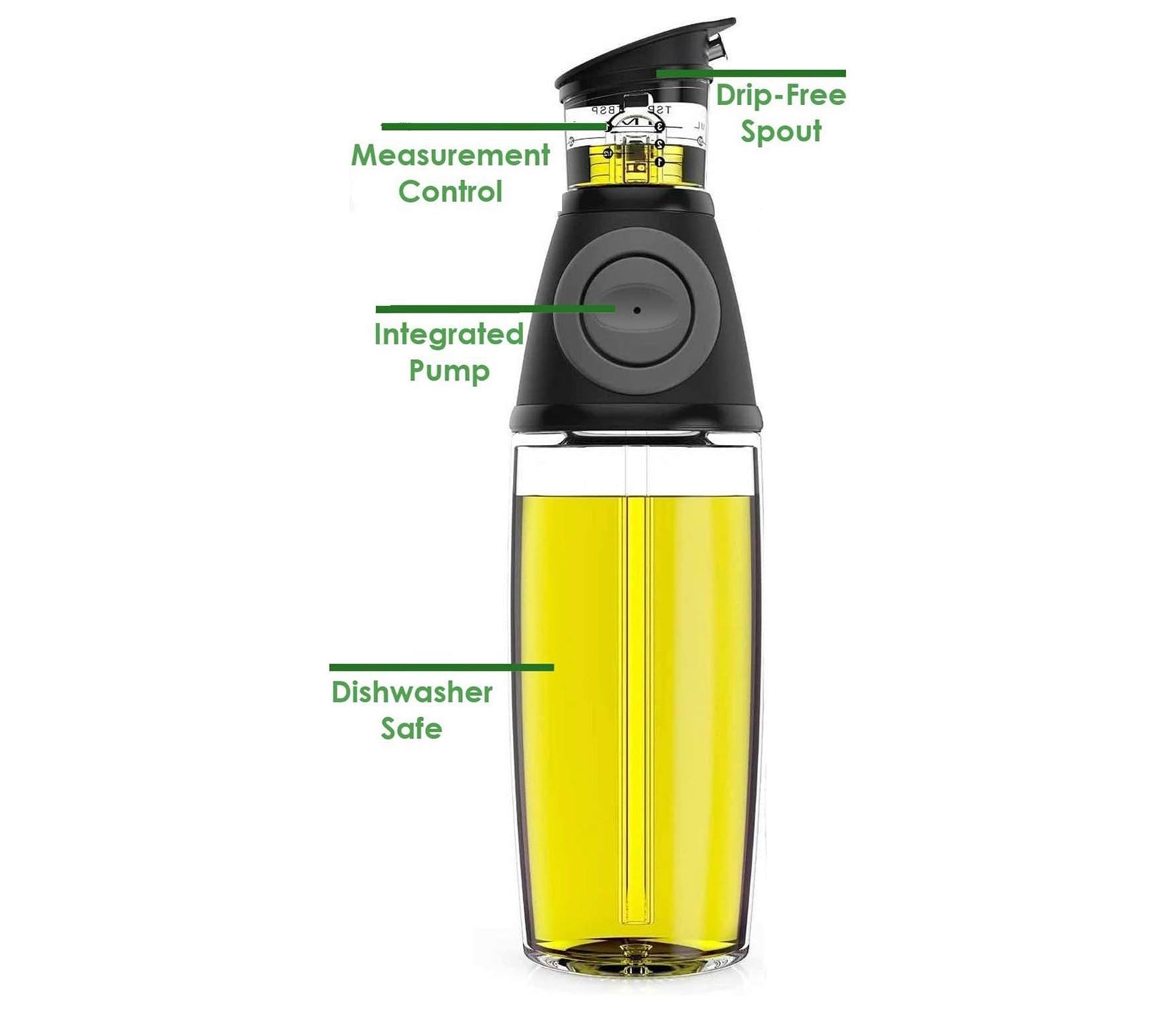 Glass Oil Dispenser Bottles with Dip-Free Spouts & Easy-Press Measurin ...