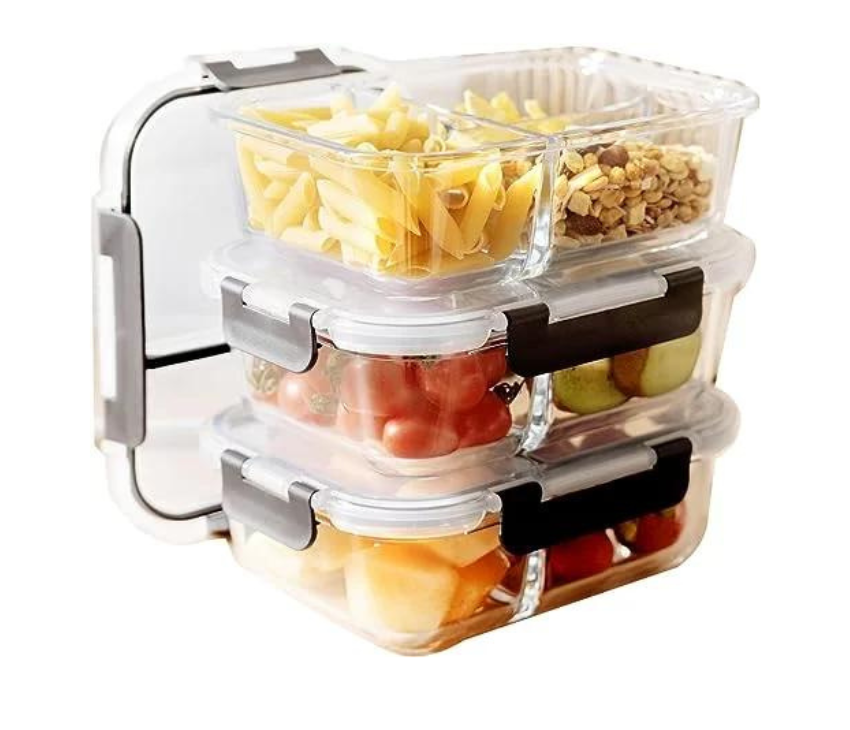 3-Compartment Glass containers - Houszy
