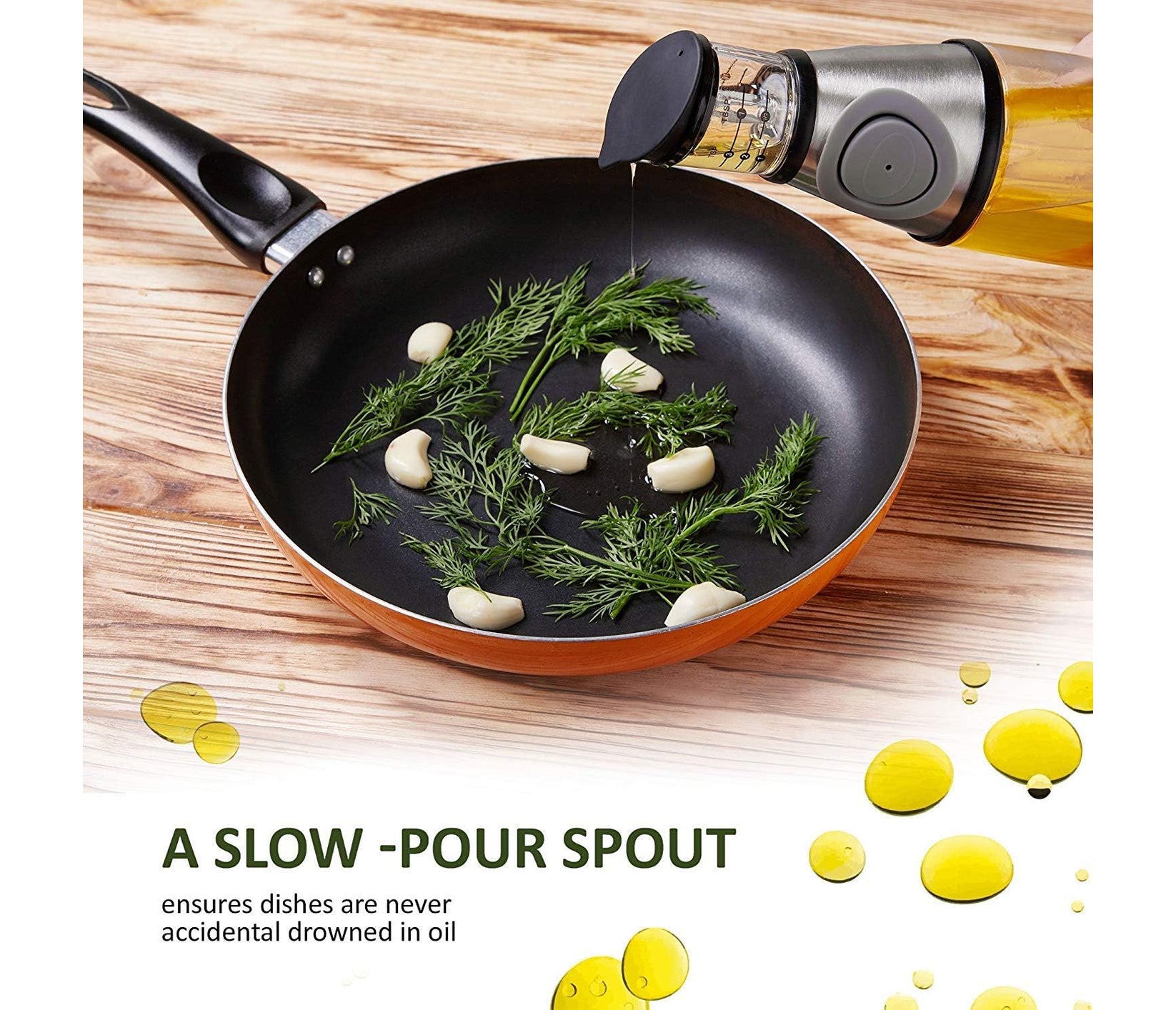 Glass Oil Dispenser Bottles with Dip-Free Spouts & Easy-Press Measurin ...