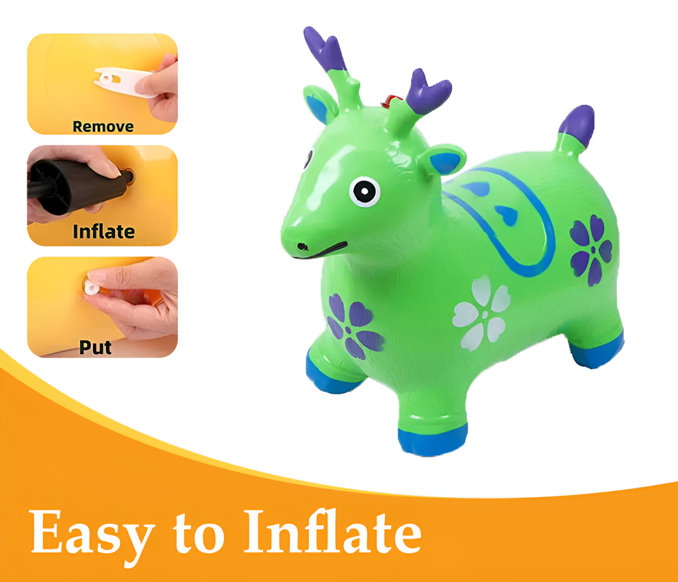 Deer Inflatable Animal Hopper for Toddlers - Bouncy Ride-on Toy for Gi ...